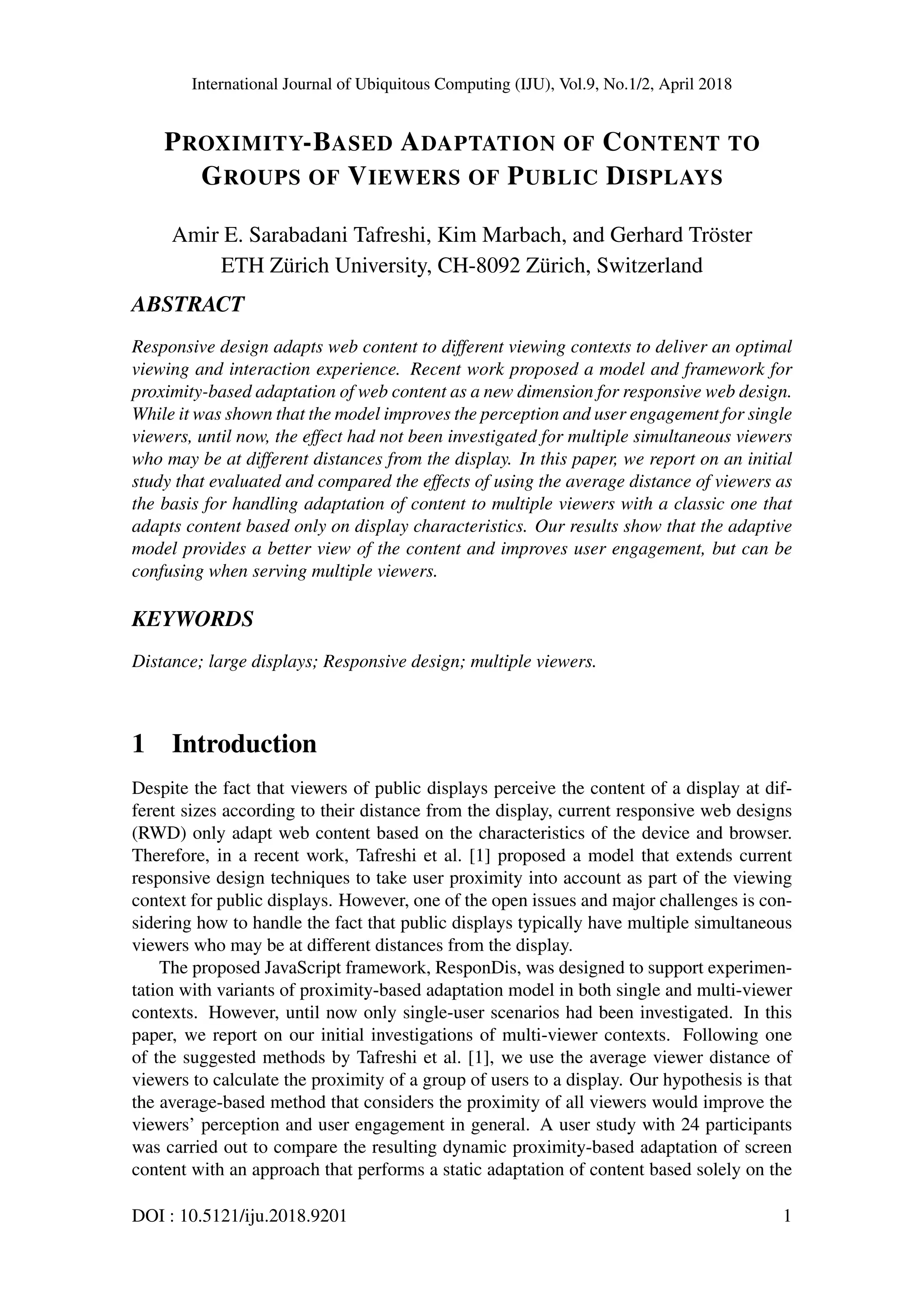 PROXIMITY-BASED ADAPTATION OF CONTENT TO GROUPS OF VIEWERS OF PUBLIC ...