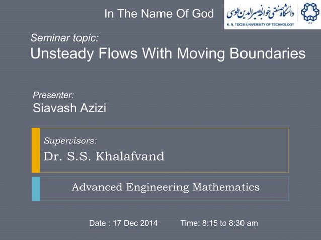 Unsteady Flows With Moving Boundaries | PPTX | Physics | Science