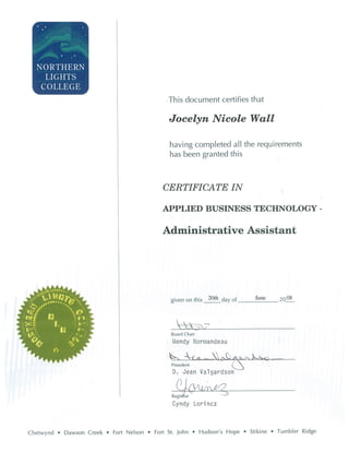 Administrative Assistant certificate | PDF