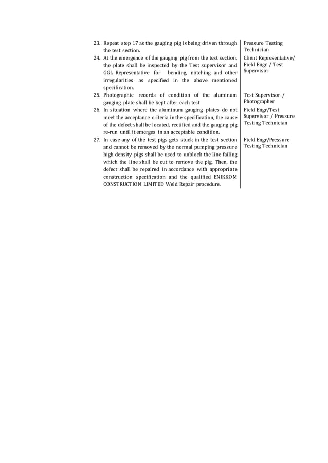 Hydrotest REPORT FOR 4'' 158m Line. | DOCX | Chemistry | Science