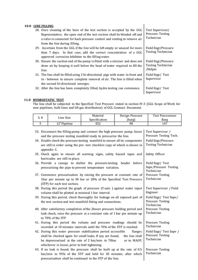 Hydrotest REPORT FOR 4'' 158m Line. | DOCX | Chemistry | Science