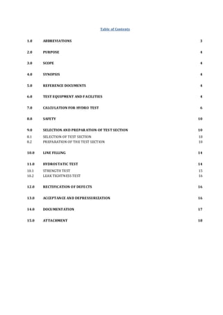 Hydrotest REPORT FOR 4'' 158m Line. | DOCX