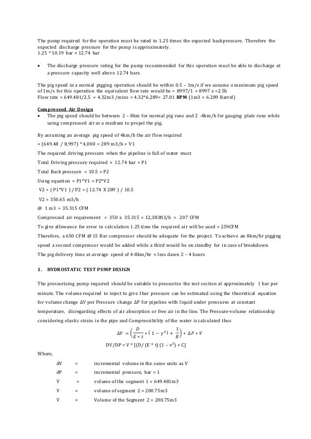 Hydrotest REPORT FOR 4'' 158m Line.