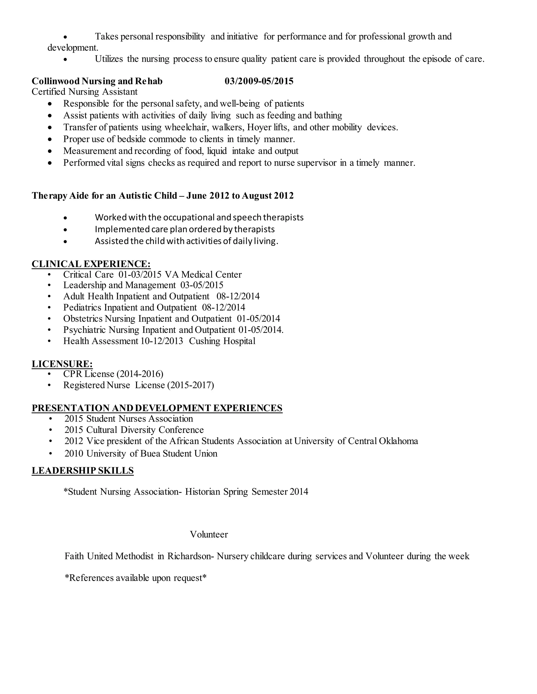 BESSEM, RN, BSN. Resume | DOCX