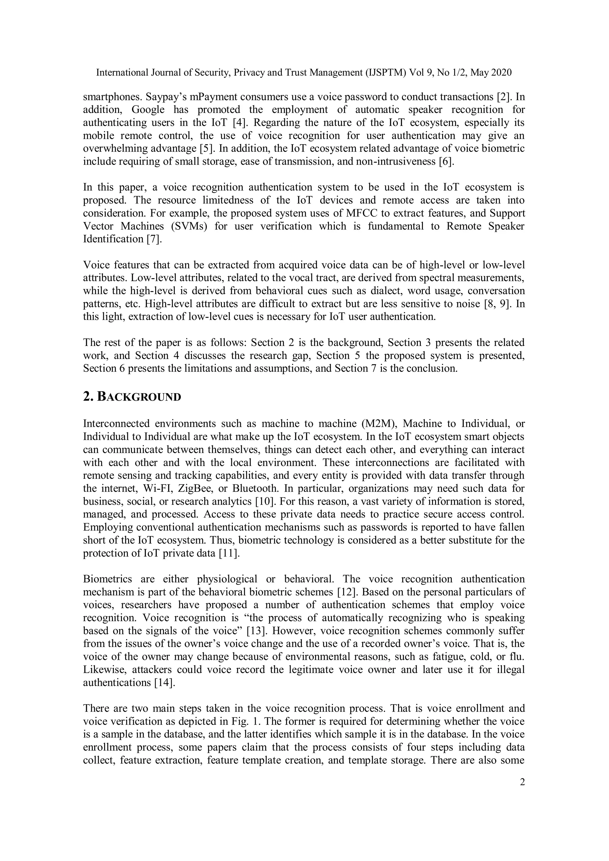 VOICE BIOMETRIC IDENTITY AUTHENTICATION MODEL FOR IOT DEVICES | PDF