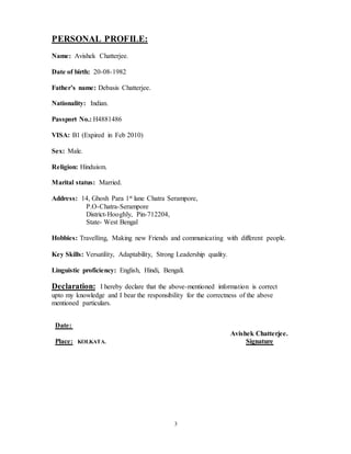 Avishek Chatterjee resume | DOCX | Business Accounting & Finance | Business