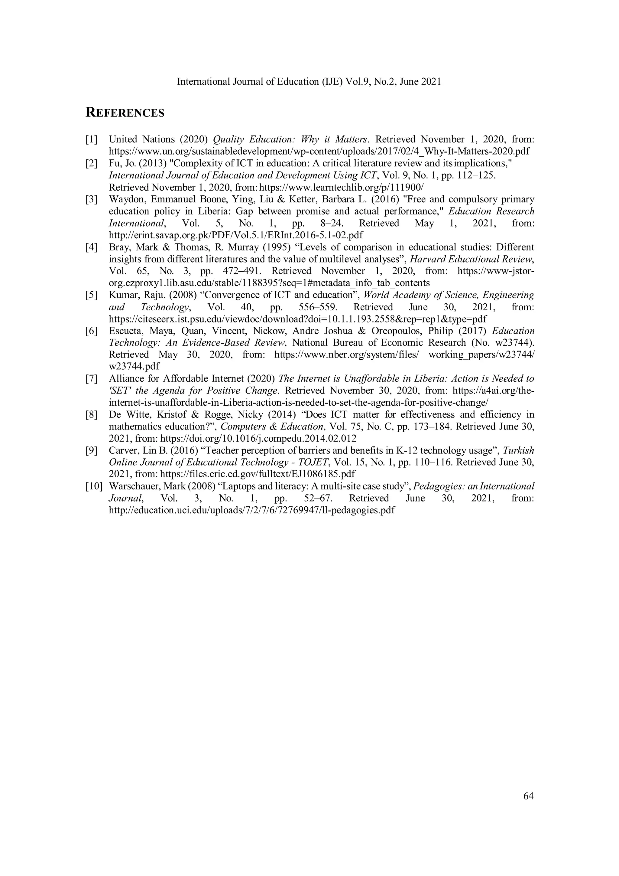 92INFORMATION AND COMMUNICATION TECHNOLOGY (ICT) INEQUITIES: A COMPARATIVE LITERATURE REVIEW OF ...