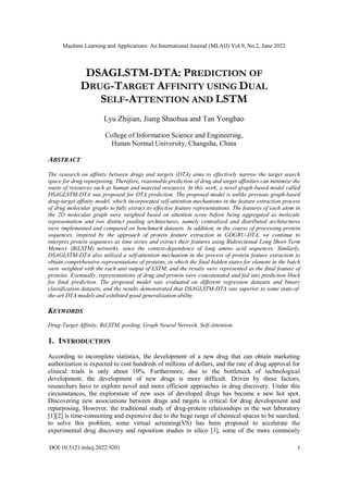 DSAGLSTM-DTA: PREDICTION OF DRUG-TARGET AFFINITY USING DUAL SELF-ATTENTION AND LSTM | PDF