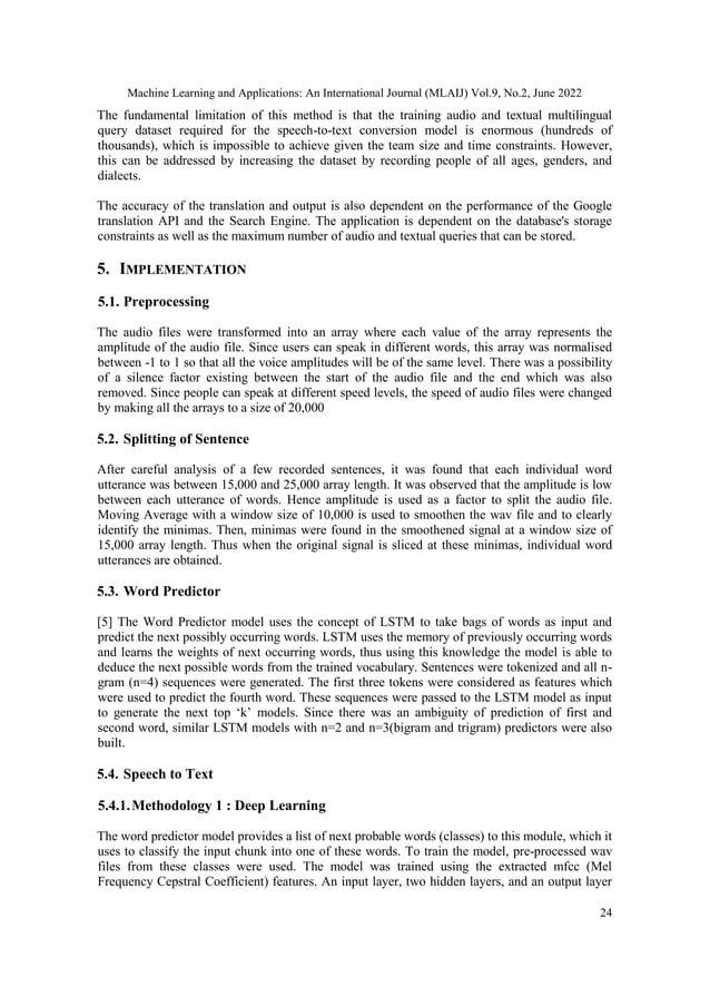 MULTILINGUAL SPEECH TO TEXT USING DEEP LEARNING BASED ON MFCC FEATURES | PDF