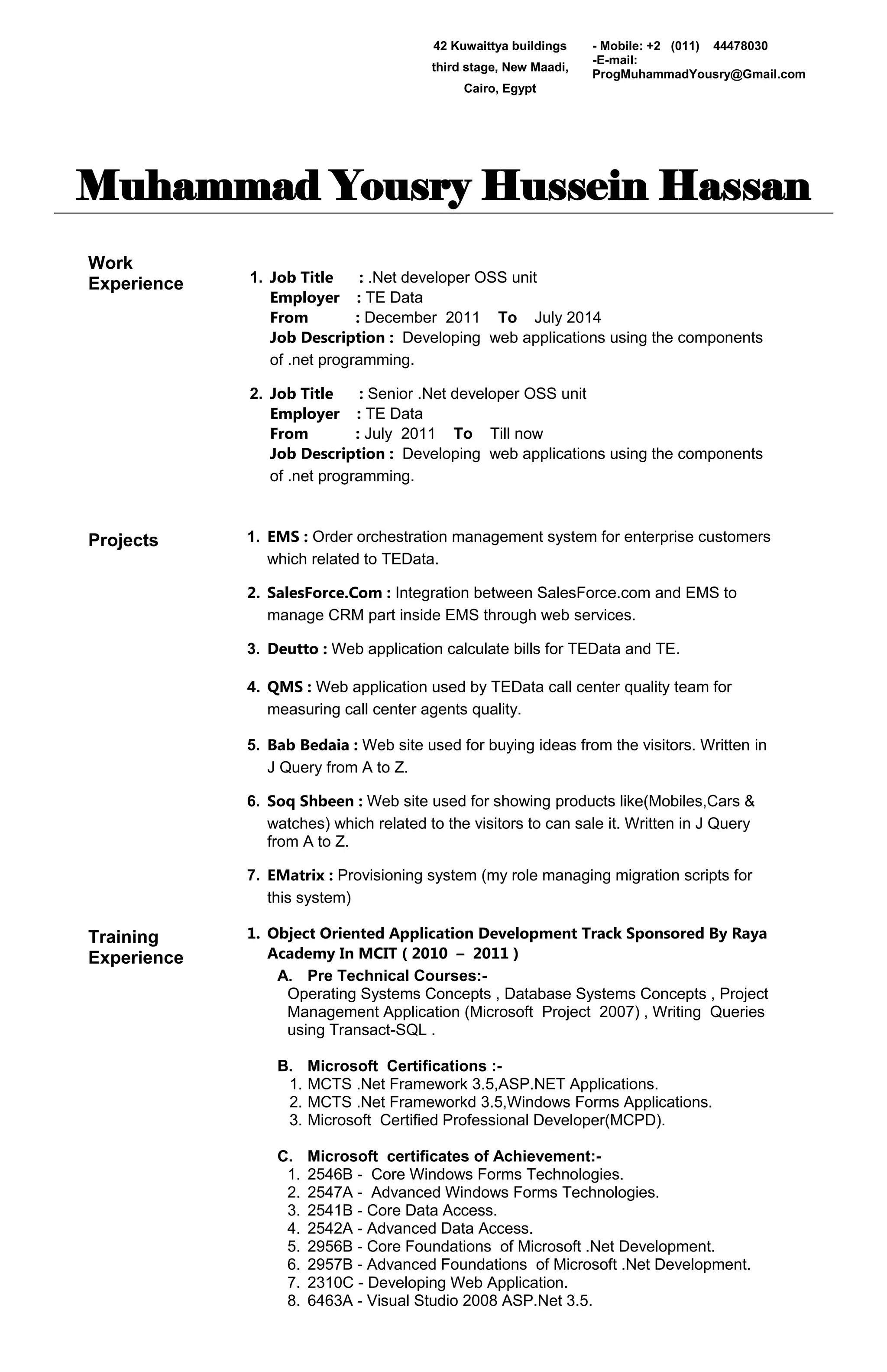 Muhammad Yousry Hussein Hassan | PDF | Computer Software and Applications | Computing
