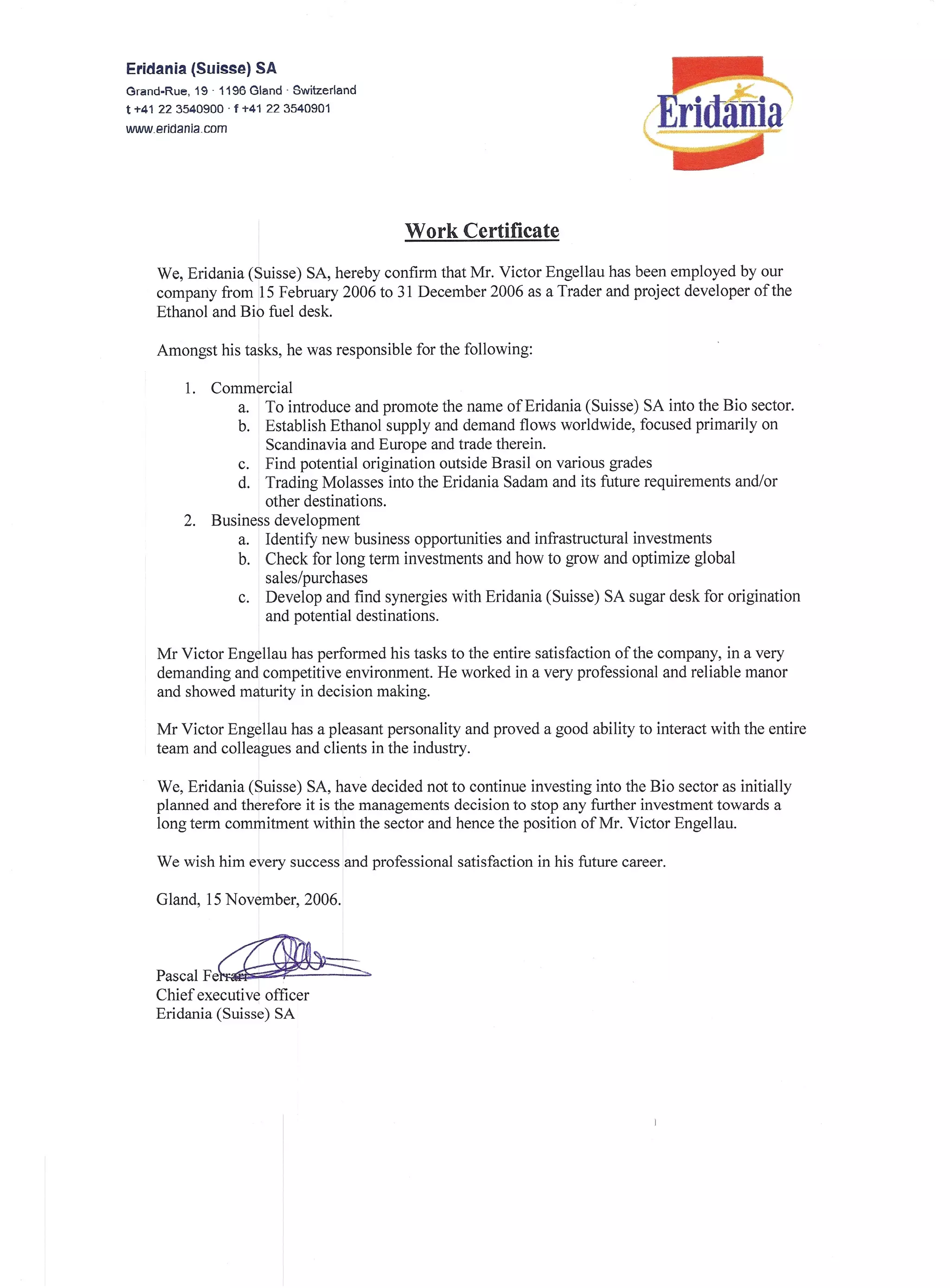 ERIDANIA_RECOMMENDATION LTR | PDF