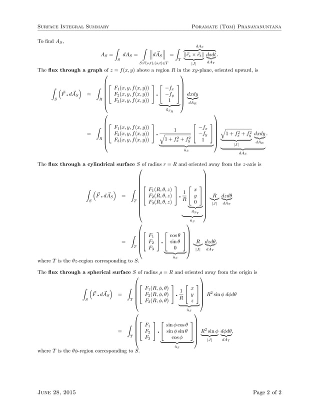 Surface_Integral_Summary | PDF