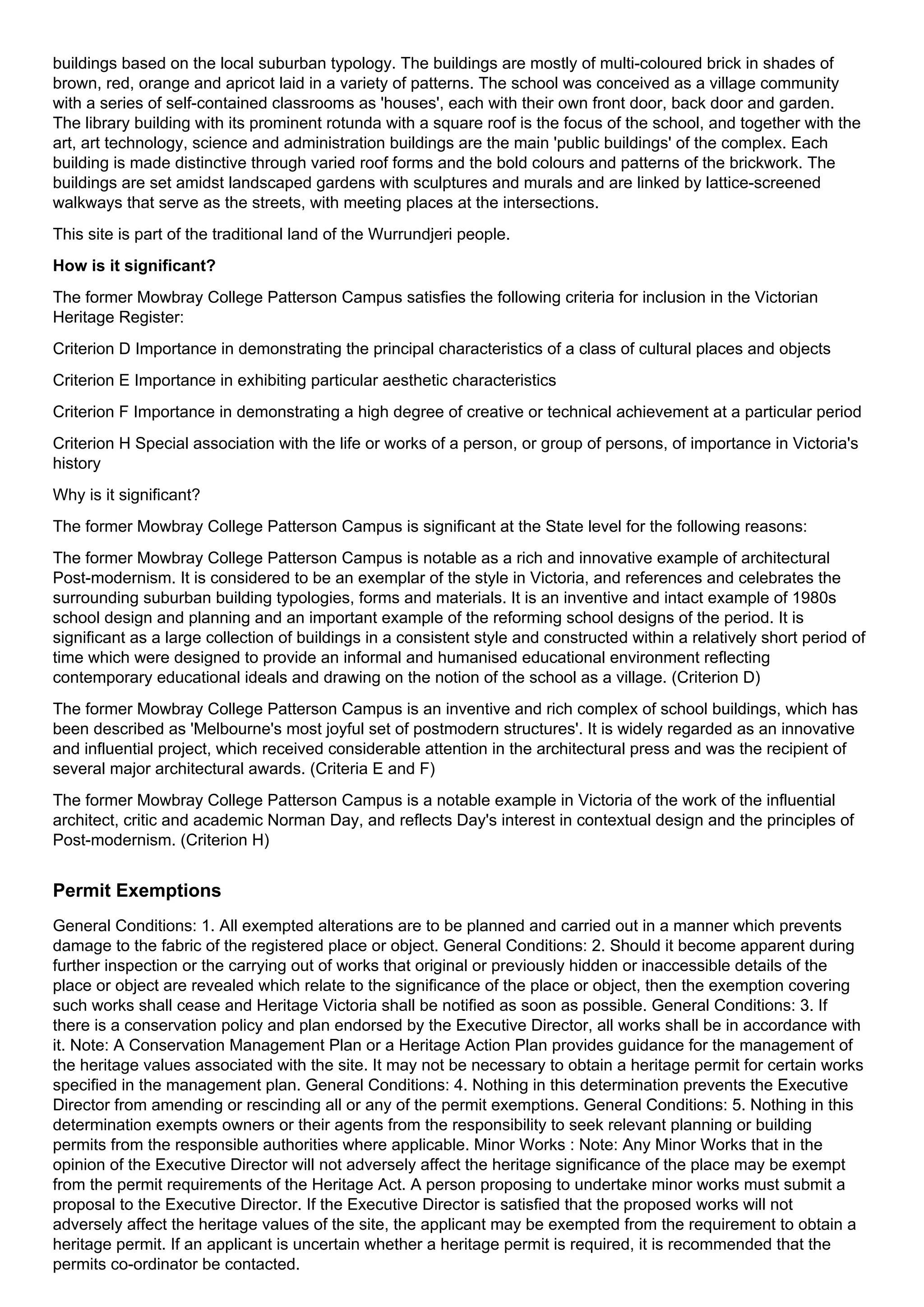 VHD - FORMER MOWBRAY COLLEGE PATTERSON CAMPUS | PDF