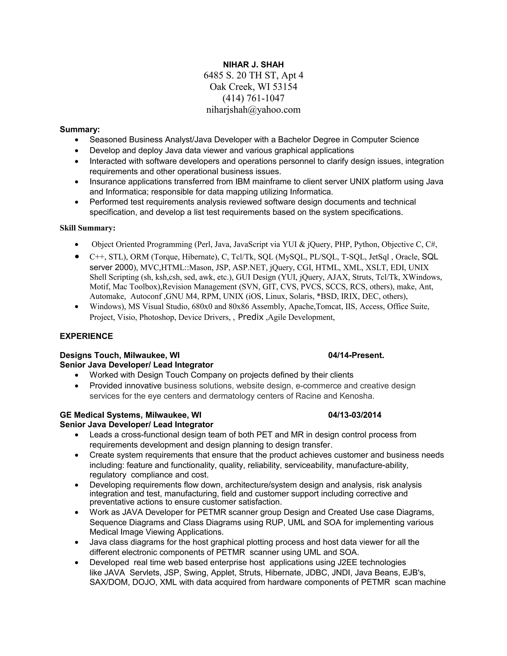 Nihar Shah resumeNEW | PDF