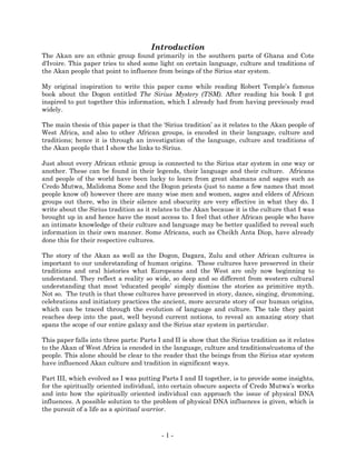 The Akan Other Africans and the Sirius Star System | PDF
