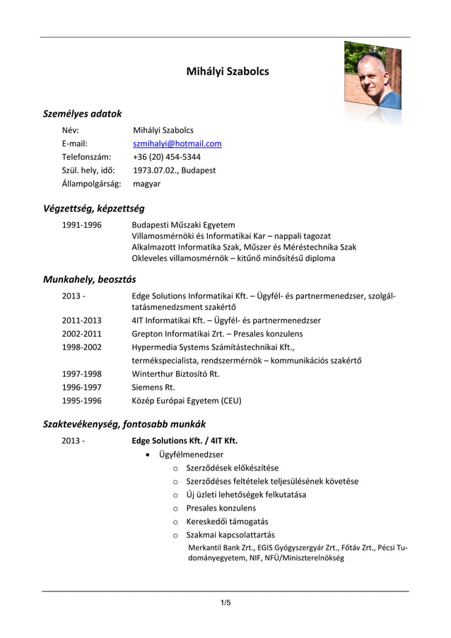 CV Mihályi Szabolcs HUN 161019 | PDF