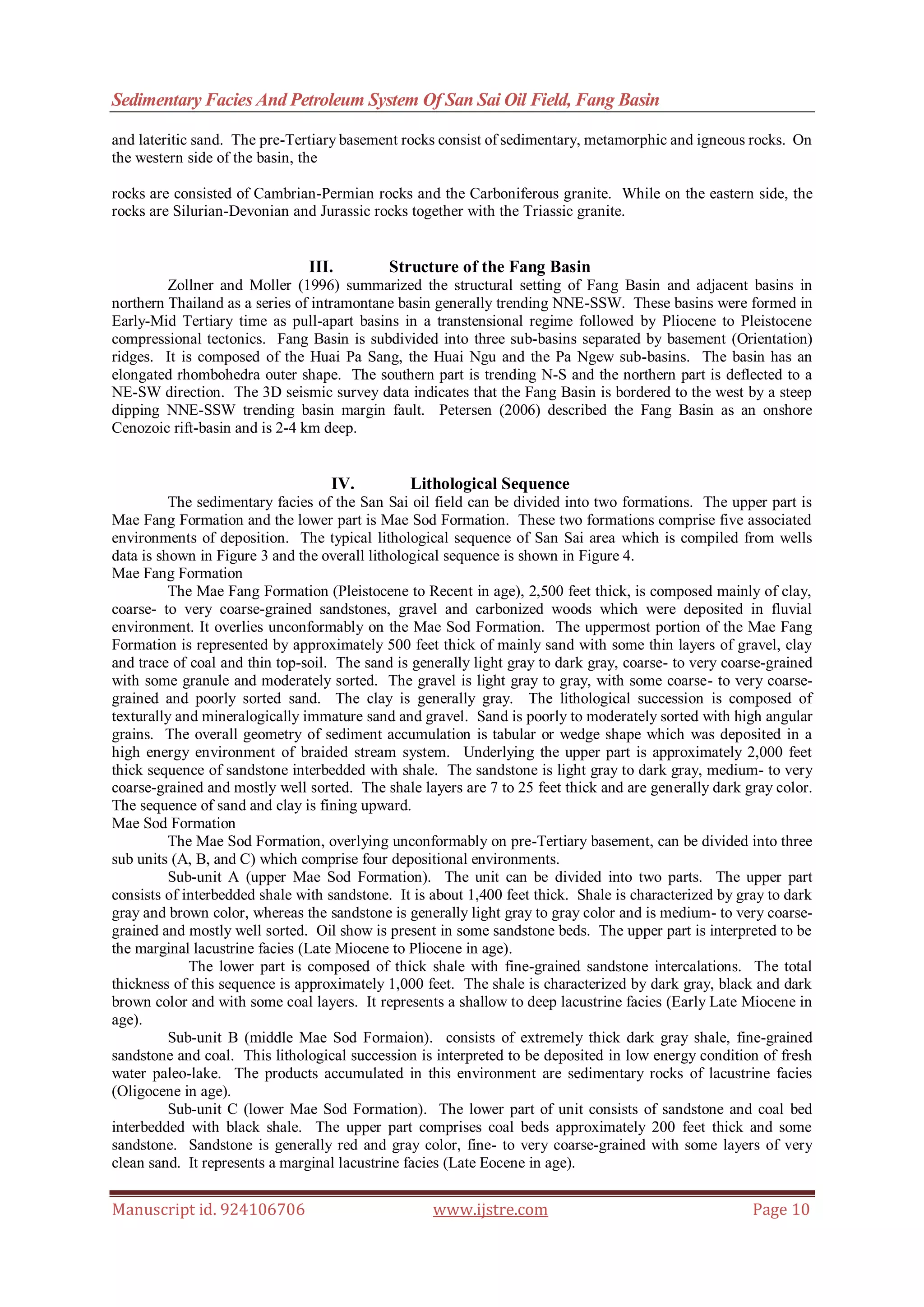 Sedimentary Facies And Petroleum System Of San Sai Oil Field, Fang Basin | PDF