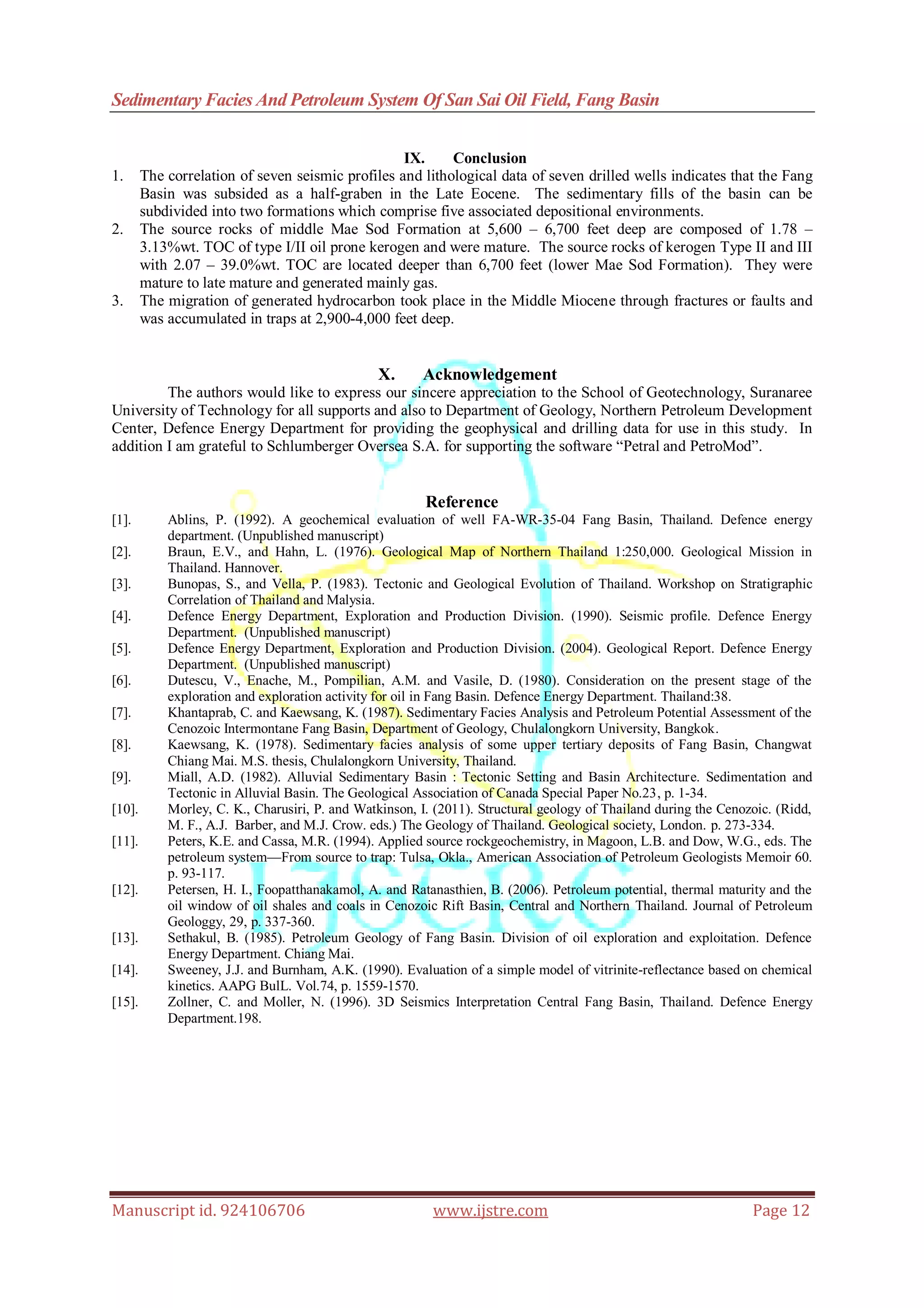 Sedimentary Facies And Petroleum System Of San Sai Oil Field, Fang ...