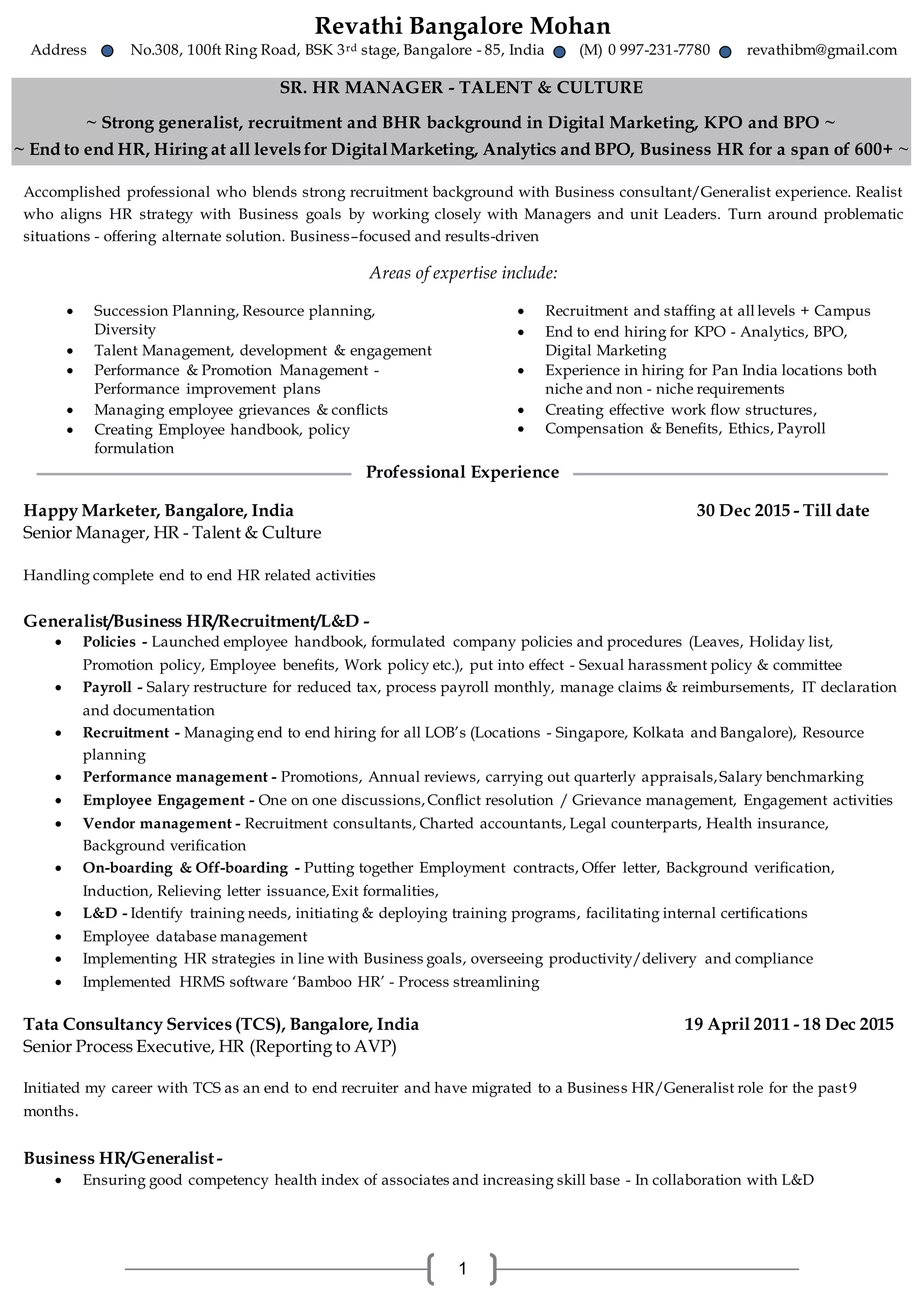 Revathi Mohan CV '17 | PDF