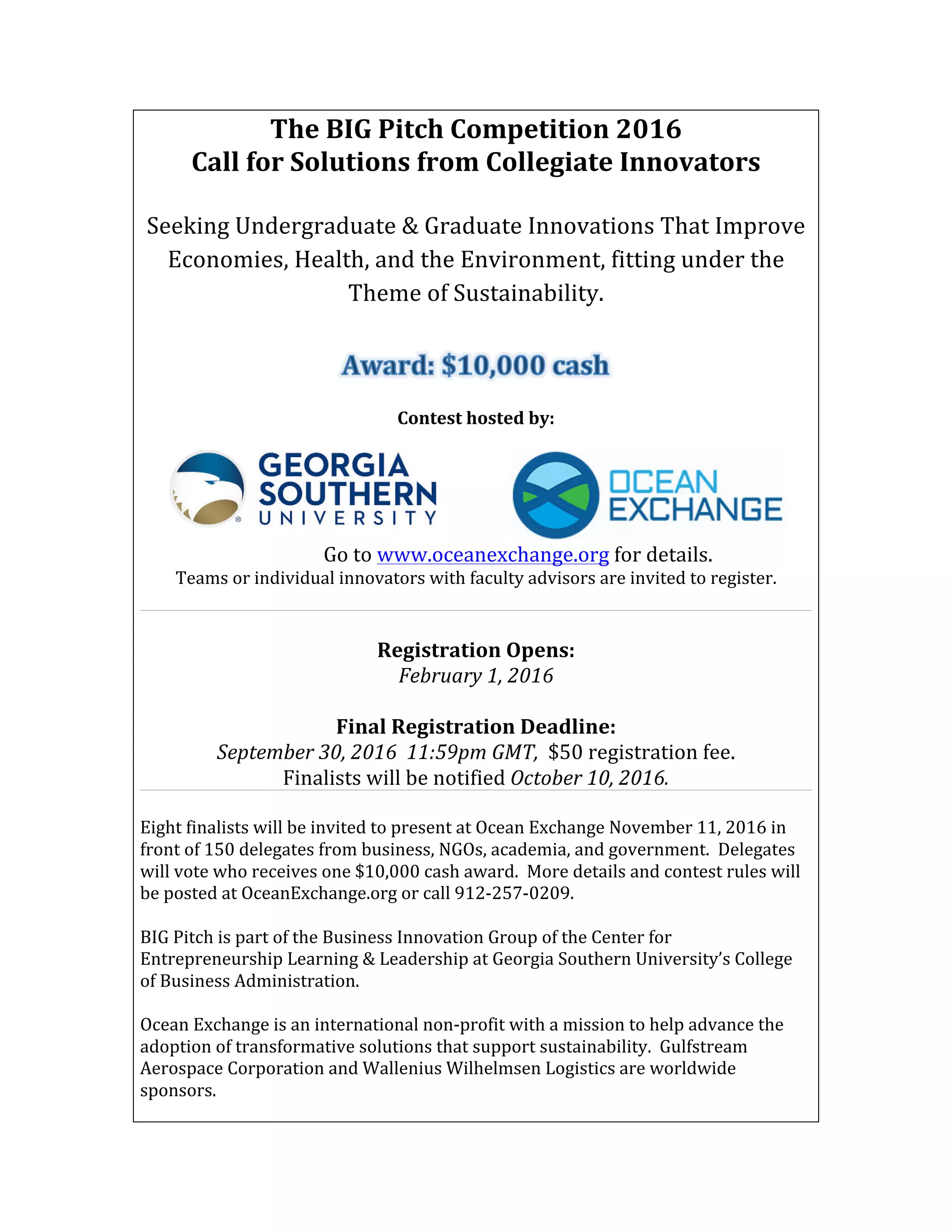 The BIG Pitch Competition Flyer | PDF | Business | Business and Finance