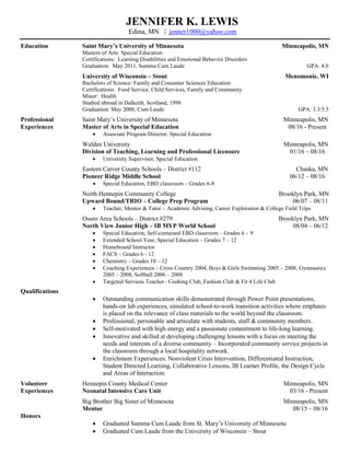 Jennifer Lewis Resume | PDF