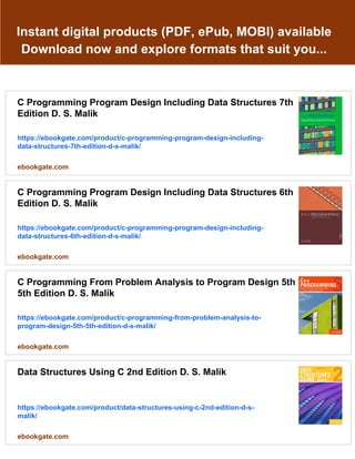 C Programming Program design including data structures 5ed. Edition Malik D.S. | PDF