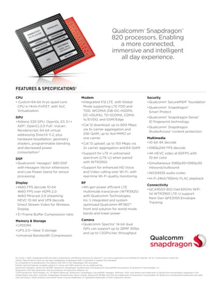Qualcomm Snapdragon 820 Product and Infographics | PPT