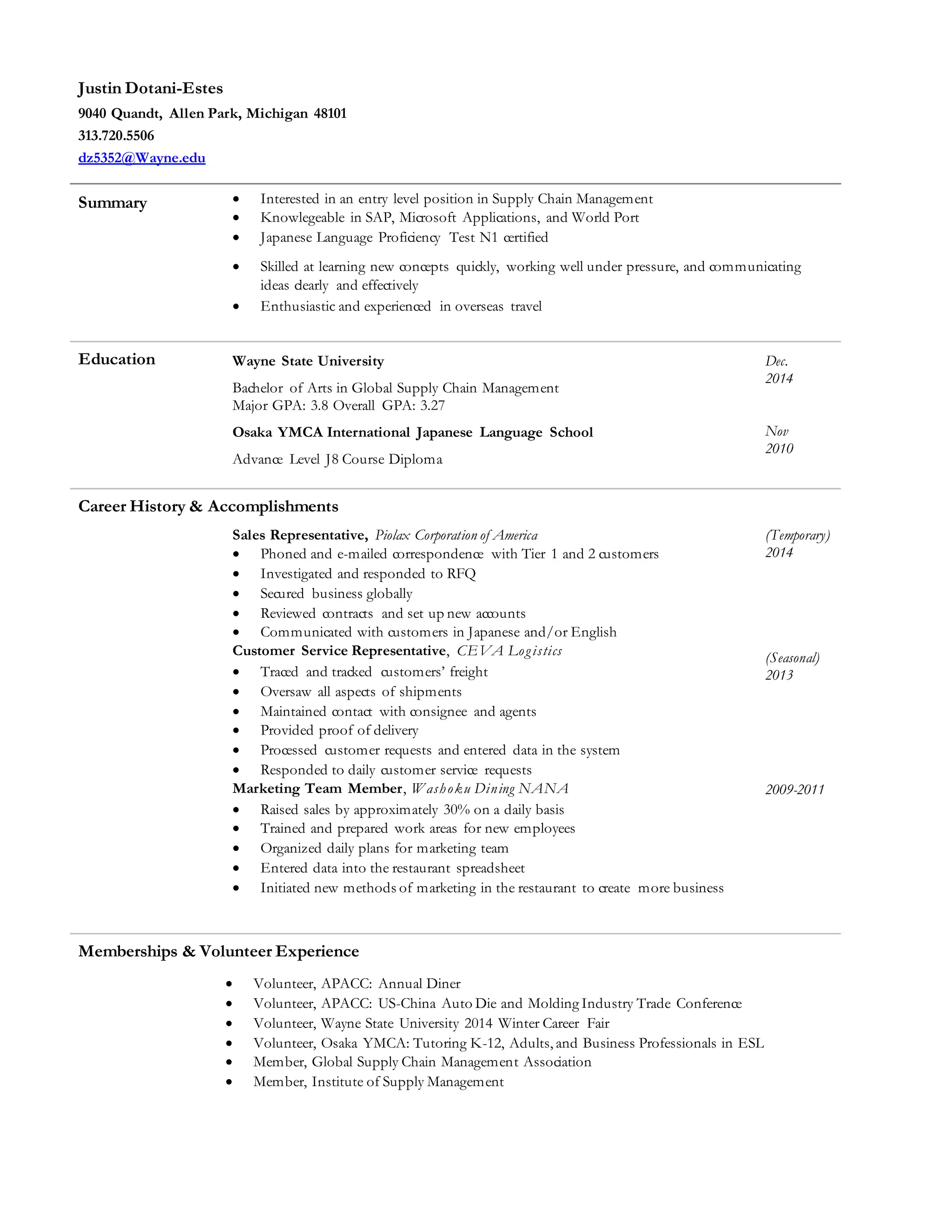 Graduation resume | DOCX | Business | Business and Finance