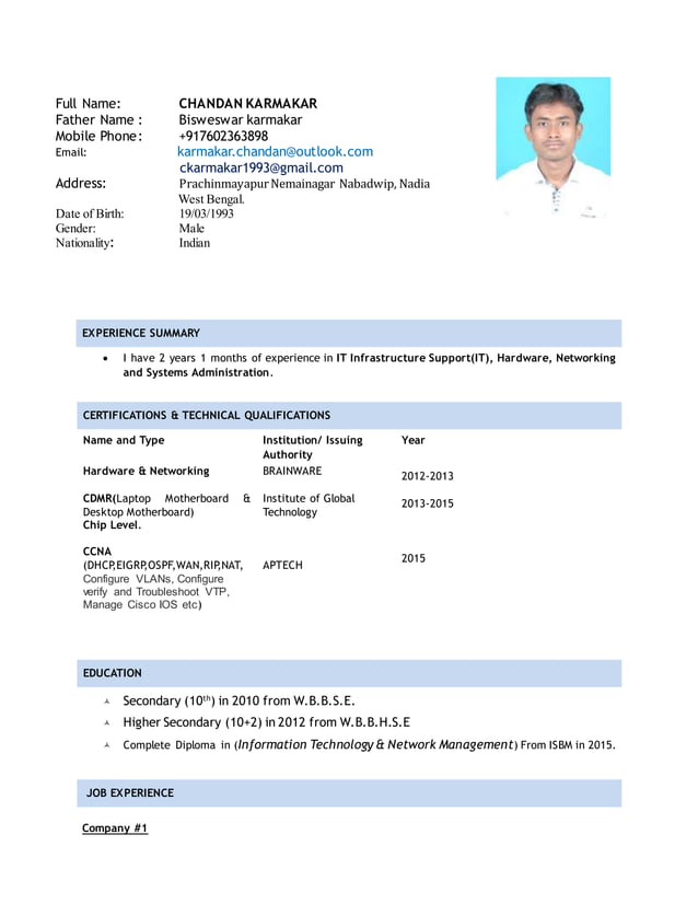 CV chandan karmakar | PDF