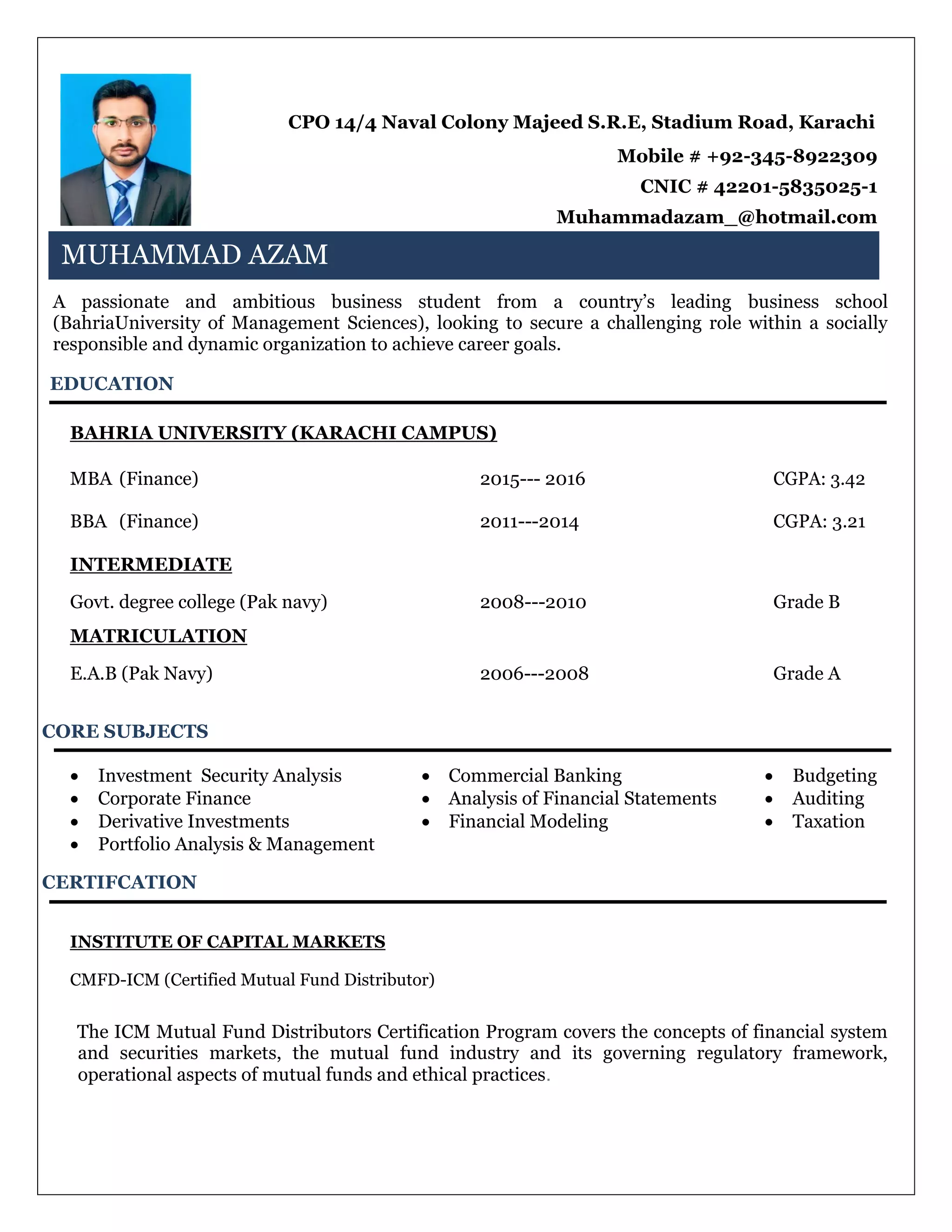 Muhammad_Azam-CV.PDF | Business Accounting & Finance | Business