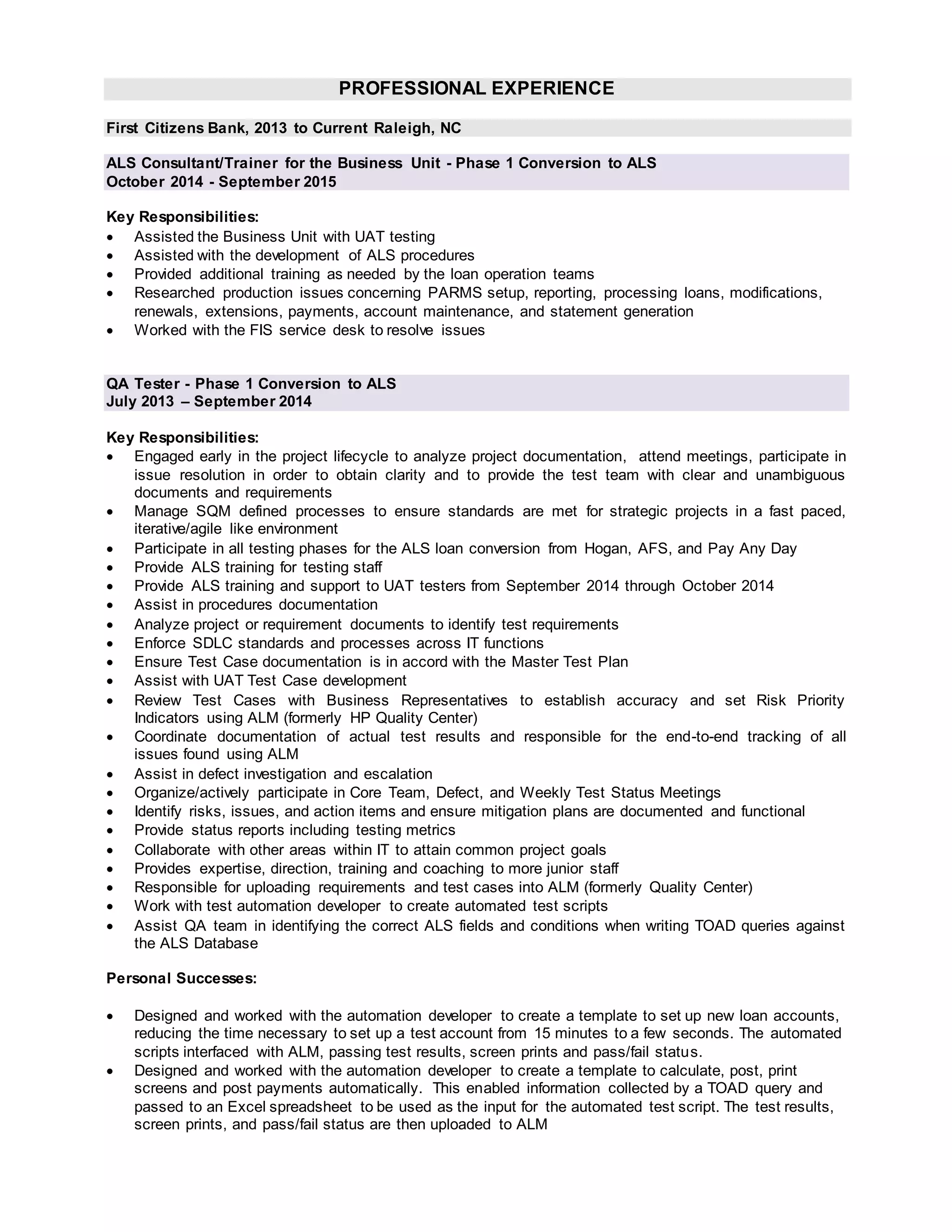 QA Resume 04-11-16 | PDF