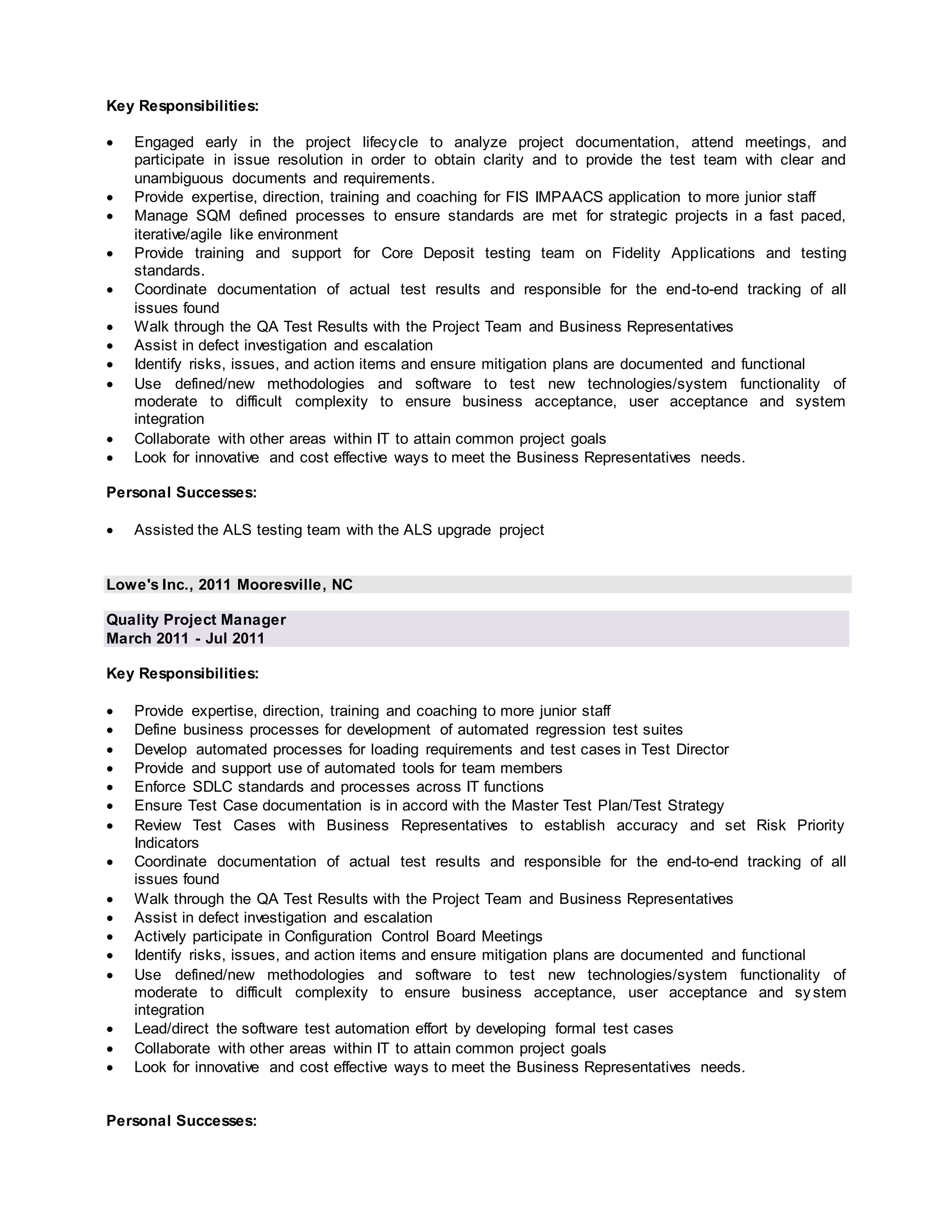 QA Resume 04-11-16 | PDF