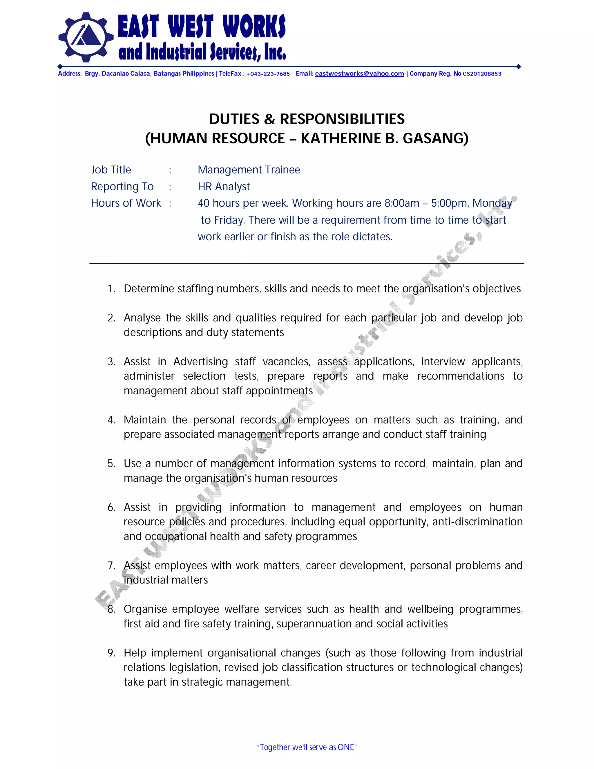 KBGASANG COE plus DUTIES and RESPONSIBILITIES | PDF