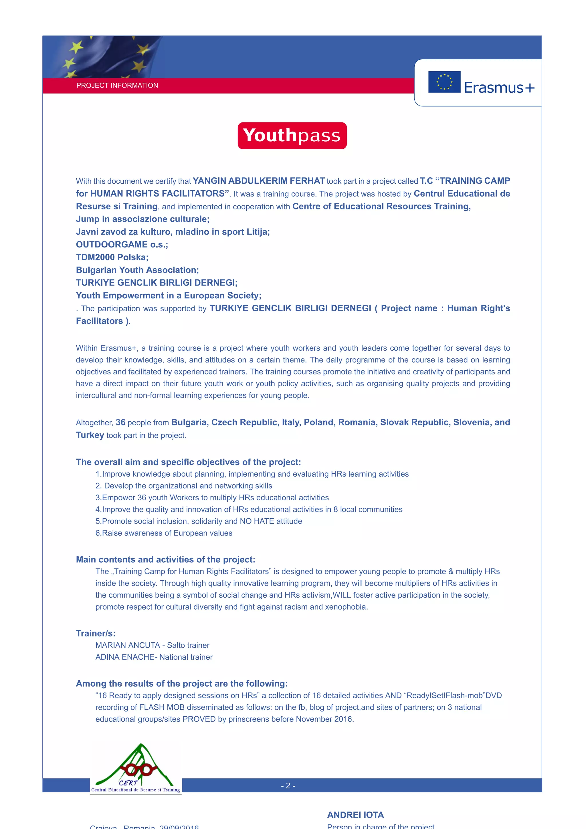 Youthpass HR's | PDF