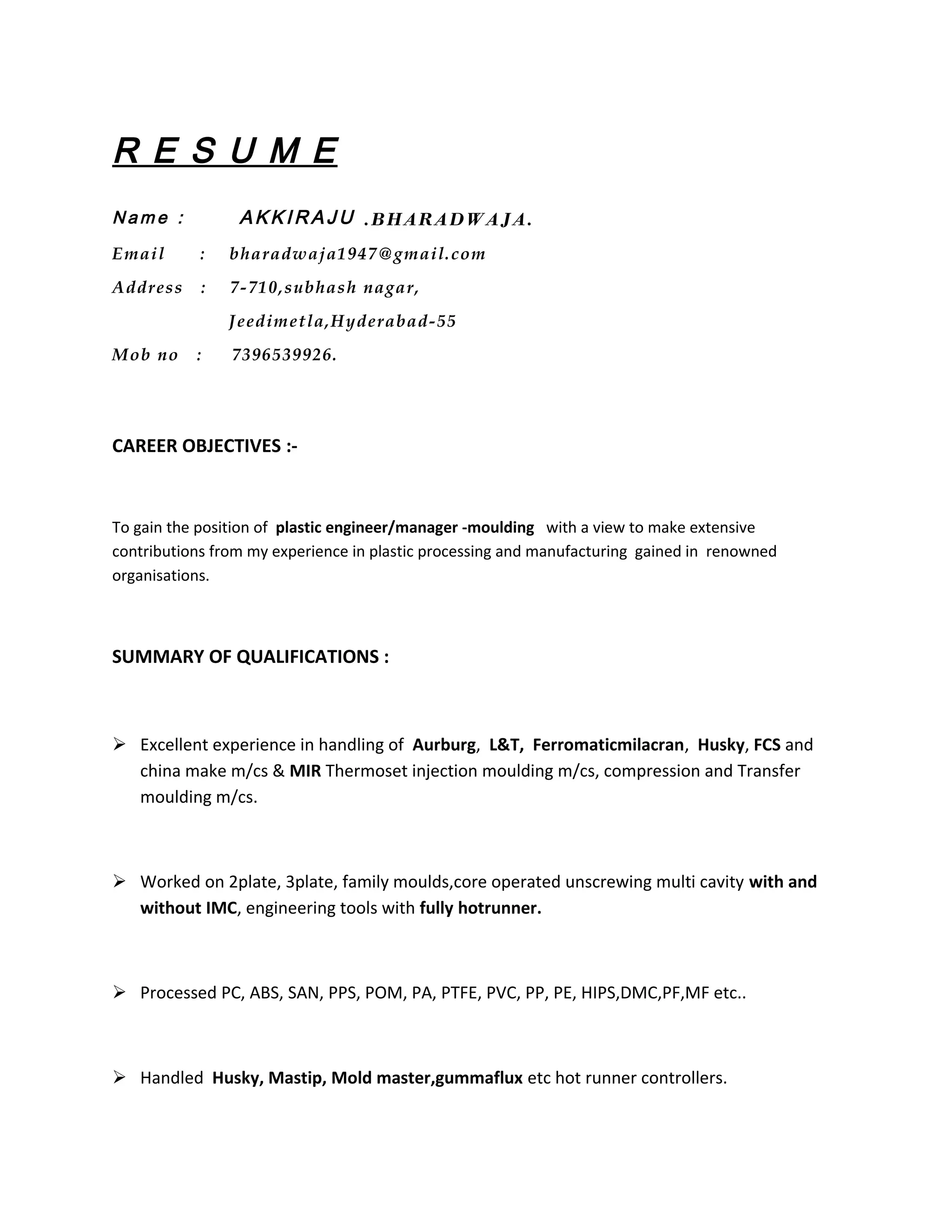 RESUME - UPDATED (1) | DOC | Manufacturing Industry | Industries
