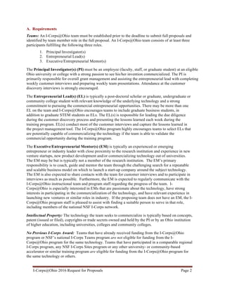 2016 I-Corps@Ohio RFP - Final | PDF | Startups | Business