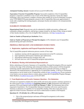 2016 I-Corps@Ohio RFP - Final | PDF | Startups | Business