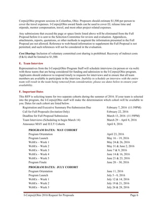 2016 I-Corps@Ohio RFP - Final | PDF | Startups | Business