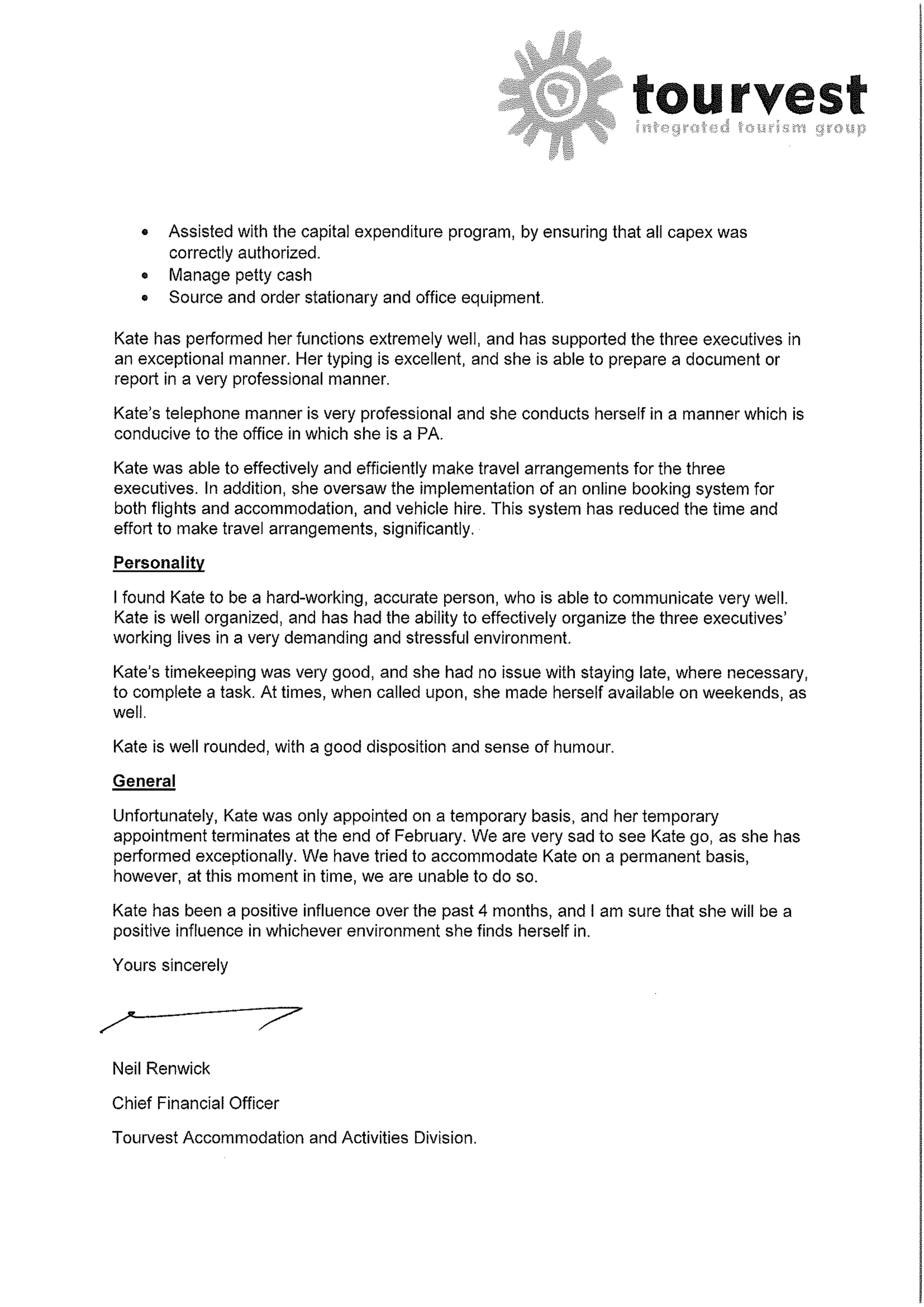 Kate Coppin - Letter of Service | PDF