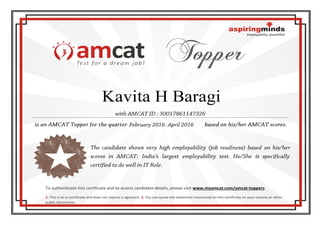 Amcat Topper Certificate | PDF