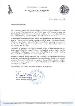 Dean's recommendation letter