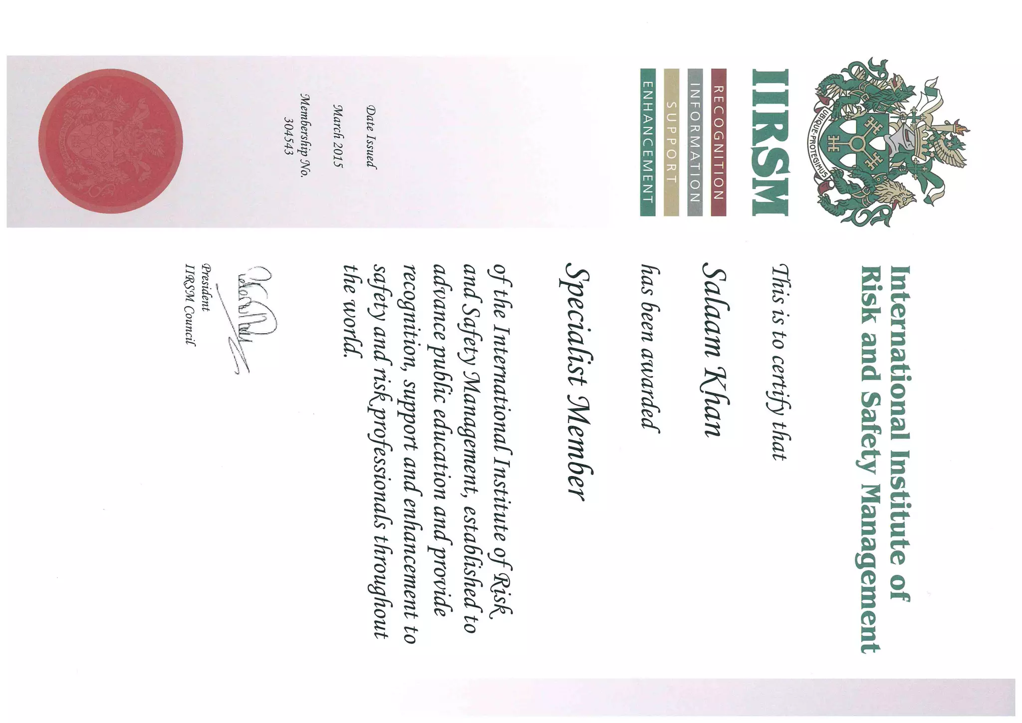 IIRSM CERTIFICATE | PDF