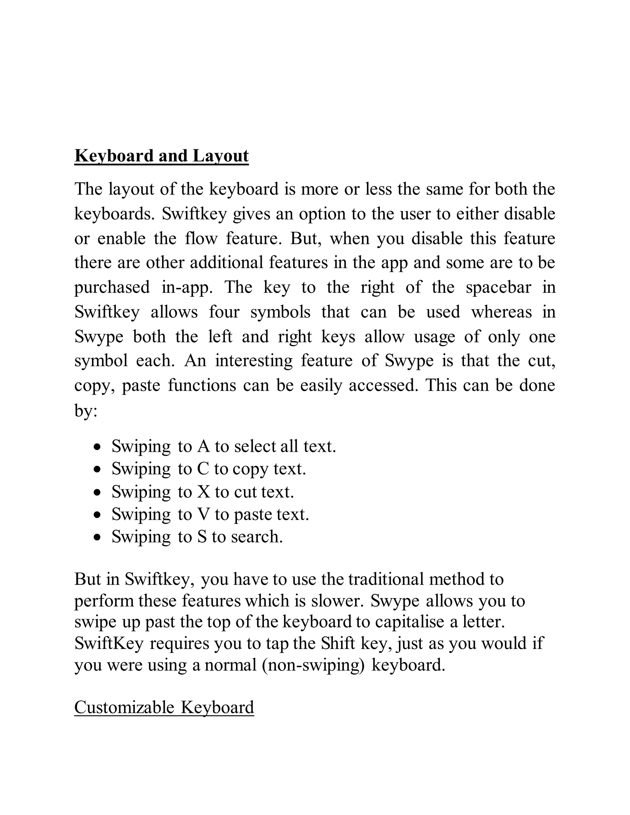 Swiftkey vs Swype | DOCX