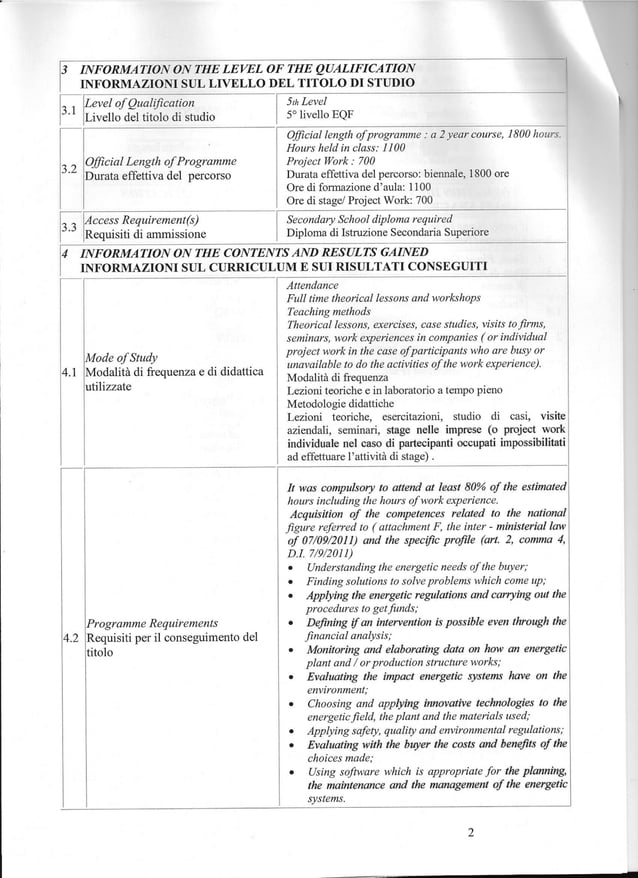 Europass Diploma ITS Supplement | PDF