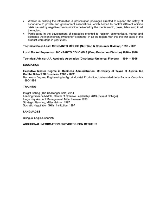 CV JORGE CASTRILLON ENGLISH | PDF