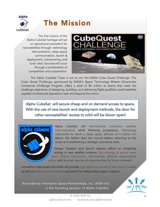 AlphaCubeSat_Brochure_2-16-16 | PDF | Space and Astronomy | Science