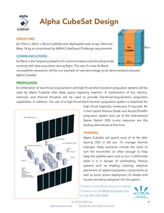AlphaCubeSat_Brochure_2-16-16 | PDF | Space and Astronomy | Science