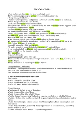 BlackFish | ODT | Documentary | Genres