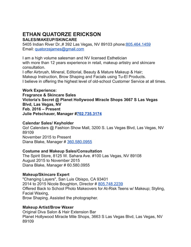 Ethan Erickson Resume Spring 2016 | PDF