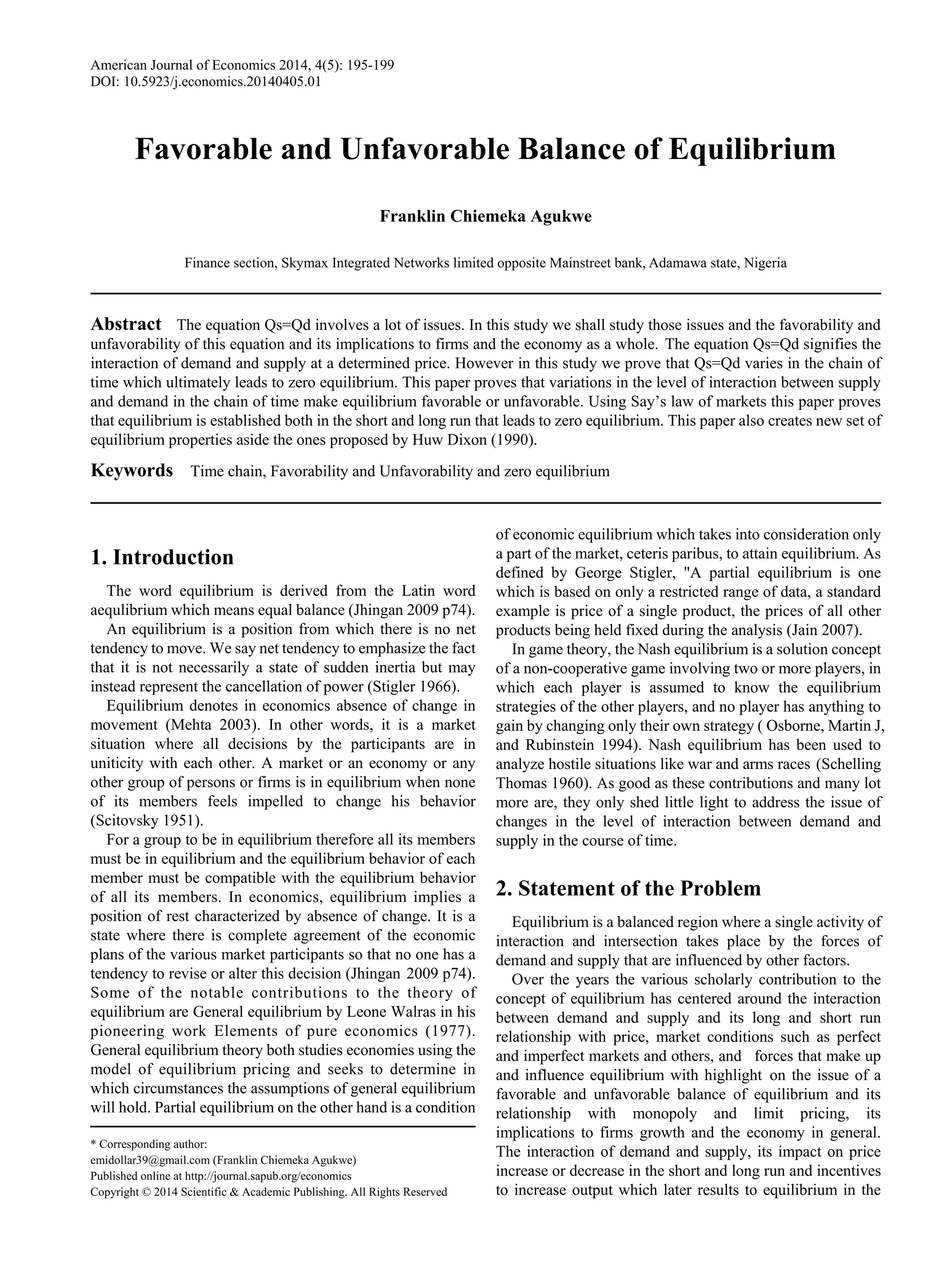 Favorable and Unfavorable balance of equilibrium | PDF
